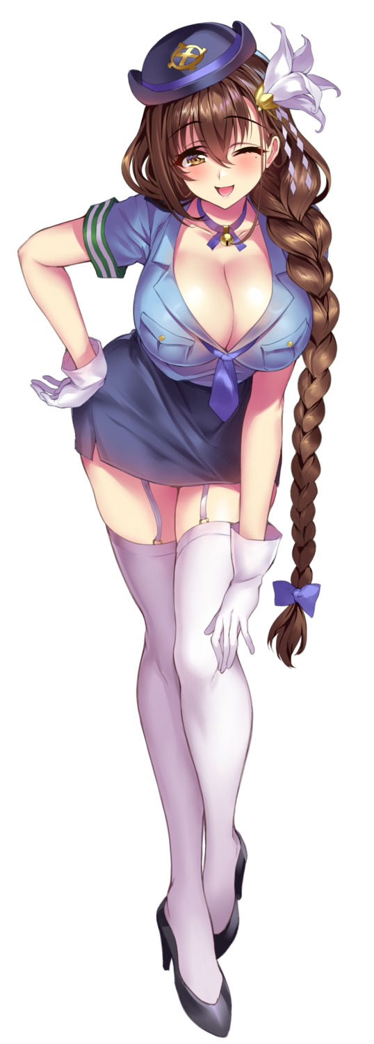 senri gan kanpani girls shirayuri sakura cleavage heels open shirt police uniform stockings ...